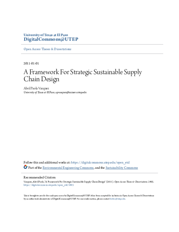 (PDF) A framework for strategic sustainable supply chain design