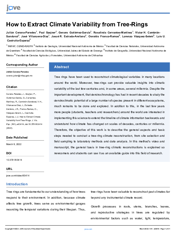 (PDF) How to Extract Climate Variability from Tree-Rings