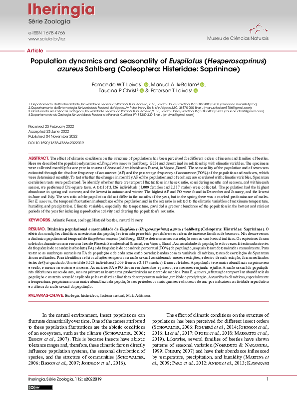 (PDF) Population dynamics and seasonality of Euspilotus ...