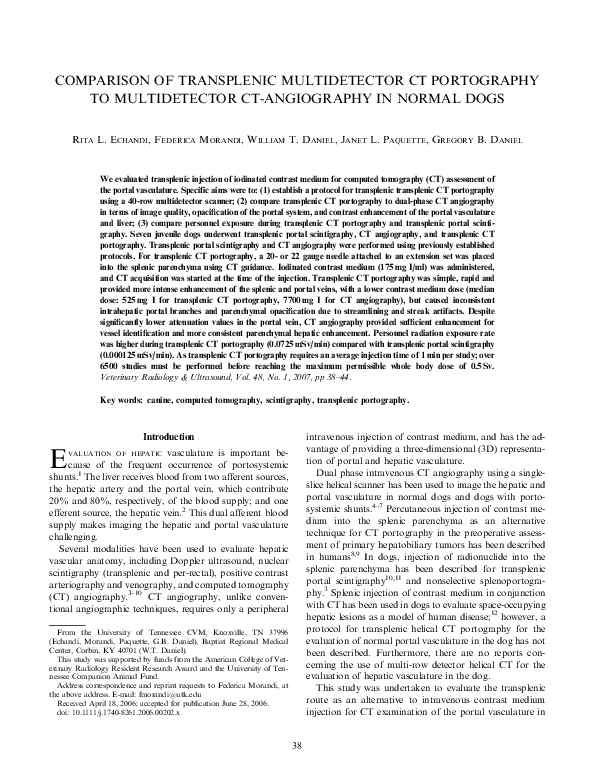 (PDF) Comparison of Transplenic Multidetector CT Portography to ...