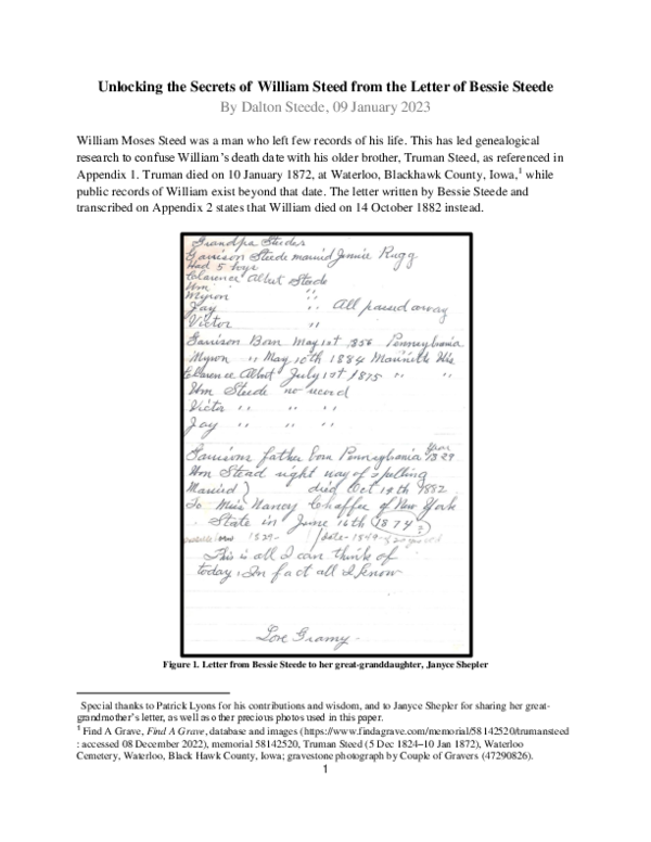 (PDF) Unlocking the Secrets of William Steed from the Letter of Bessie ...