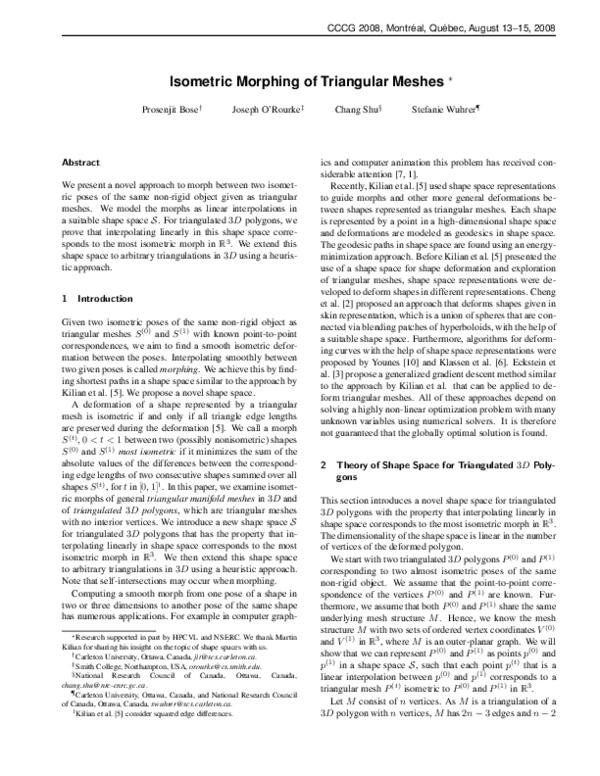 (PDF) Isometric morphing of triangular meshes