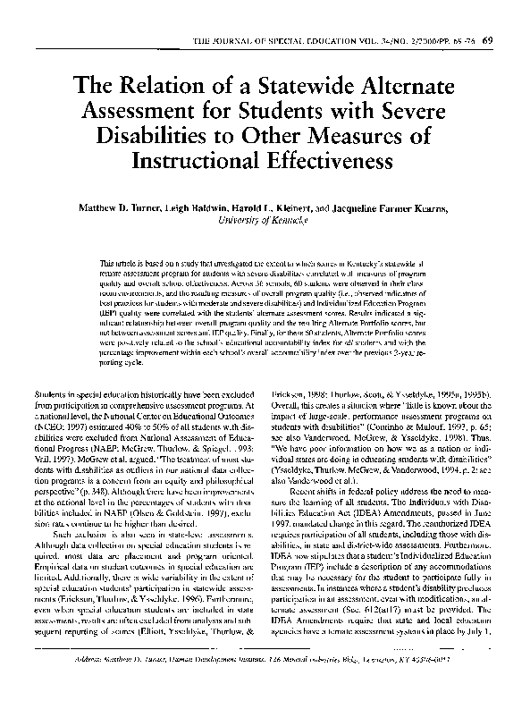 (PDF) The Relation of a Statewide Alternate Assessment for Students ...