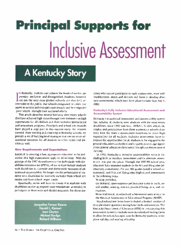(PDF) Principal Supports for Inclusive Assessment
