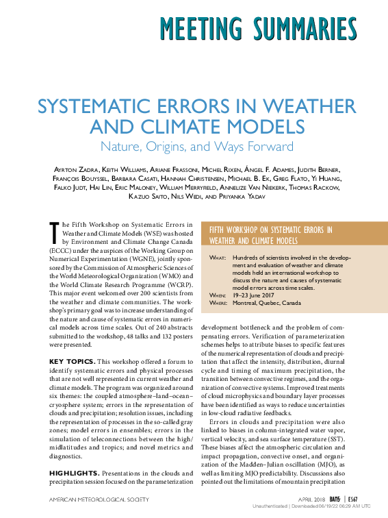 (PDF) Systematic Errors in Weather and Climate Models: Nature, Origins ...