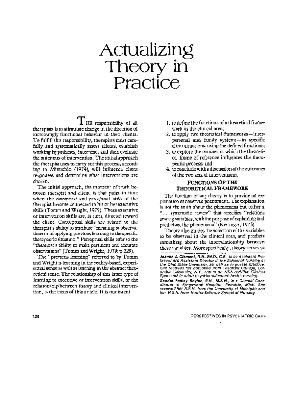 (PDF) Actualizing Theory in Practice