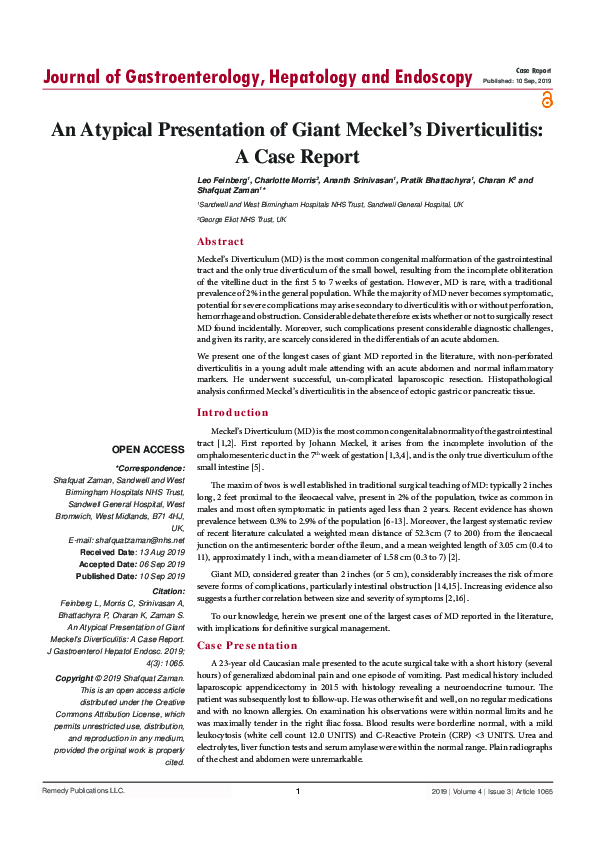 (PDF) An Atypical Presentation of Giant Meckel’s Diverticulitis: A Case ...