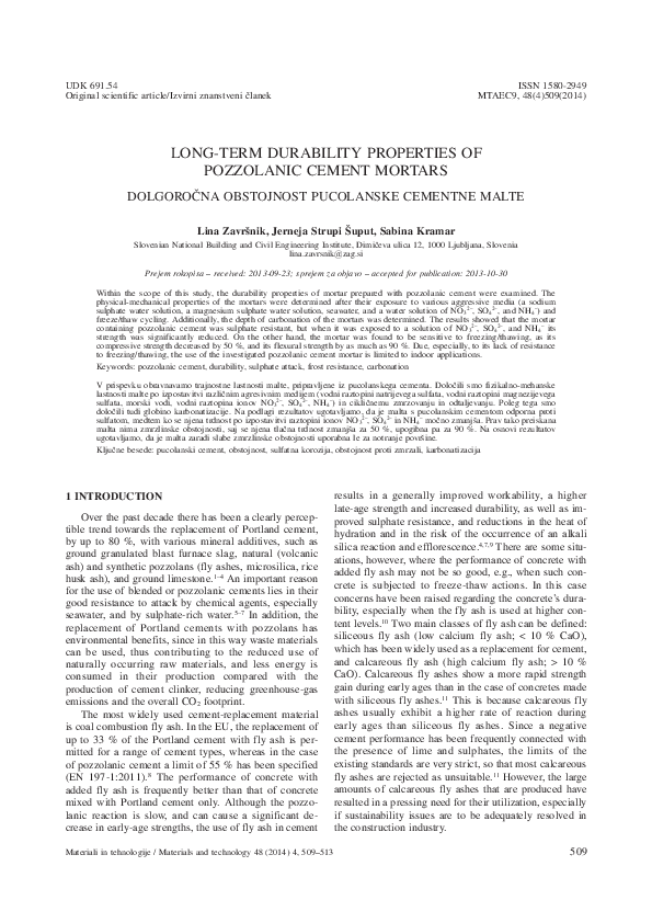 (PDF) Long-Term Durability Properties of Pozzolanic Cement