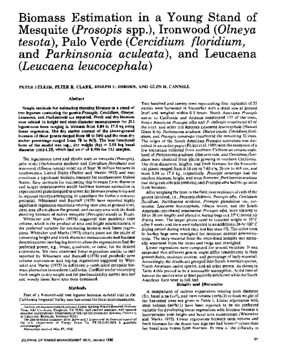 (PDF) Biomass Estimation in a Young Stand of Mesquite (Prosopis spp ...
