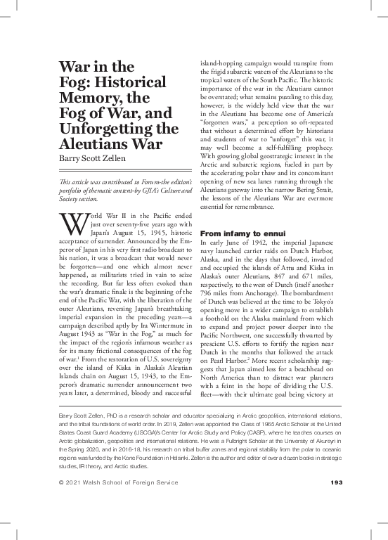(PDF) War in the Fog: Historical Memory, the Fog of War, and ...