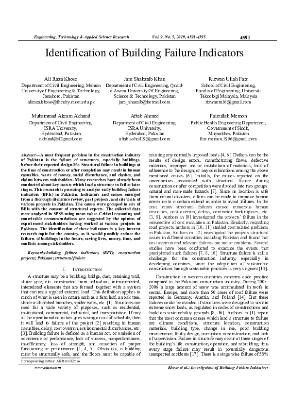 (PDF) Identification of Building Failure Indicators | Rizwan Faiz ...