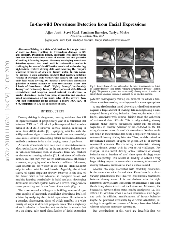(PDF) In-the-wild Drowsiness Detection from Facial Expressions