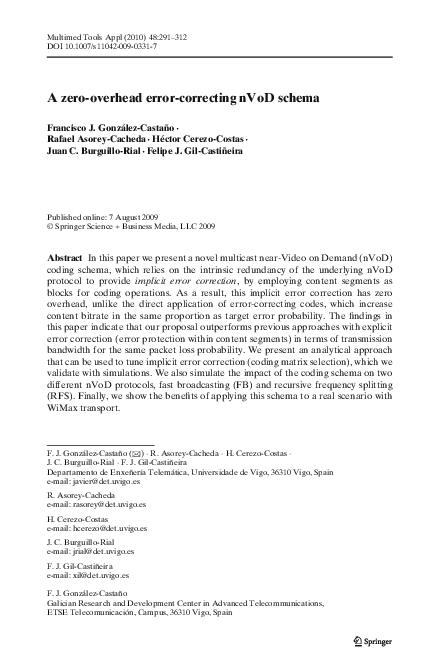 (PDF) A zero-overhead error-correcting nVoD schema