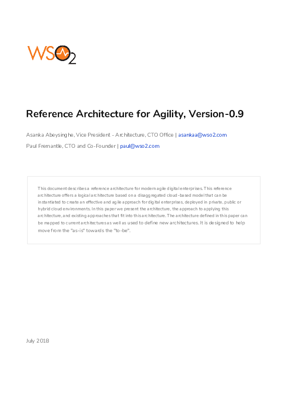 (PDF) Reference Architecture for Agility , Version-0 . 9