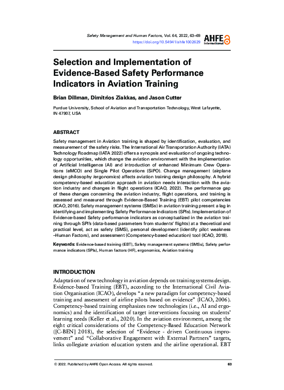 (PDF) Selection and implementation of Evidence based Safety Performance Indicators in Aviation ...