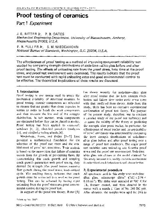 (PDF) Proof testing of ceramics