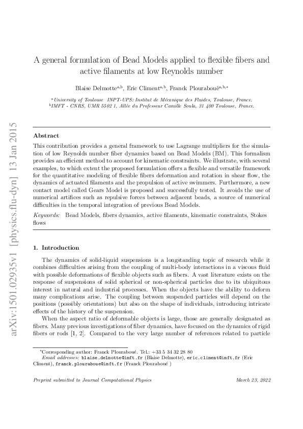(PDF) A general formulation of Bead Models applied to flexible fibers ...
