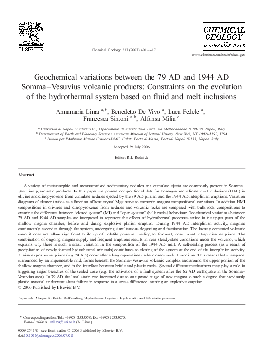 Pdf Geochemical Variations Between The 79 Ad And 1944 Ad Somma
