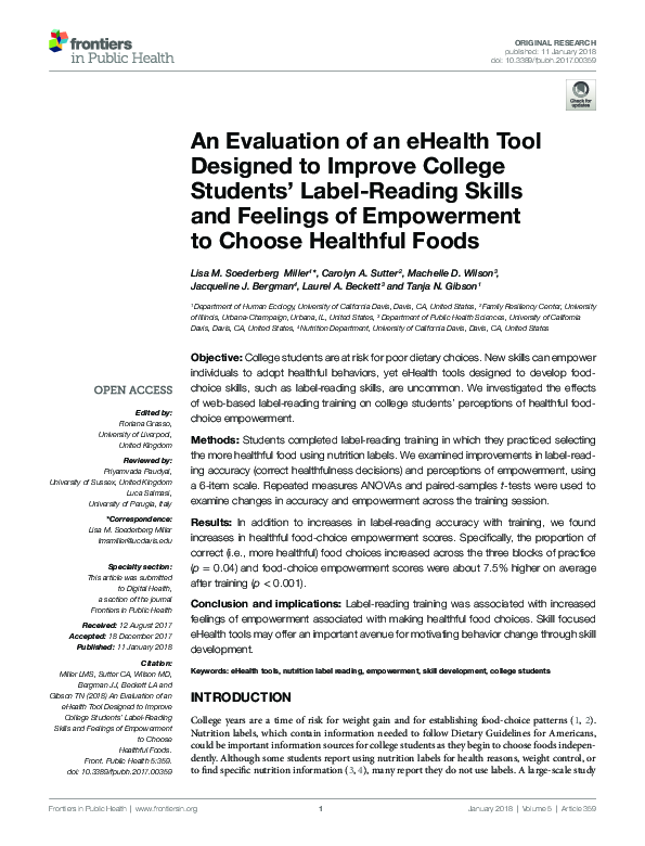 (PDF) An Evaluation of an eHealth Tool Designed to Improve College ...