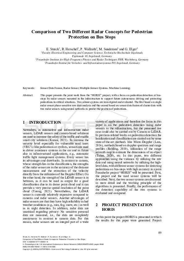 (PDF) Comparison of Two Different Radar Concepts for Pedestrian ...