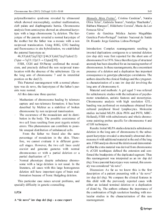 (PDF) A "de novo" inv dup del(6q) - a case report | Gabriela Favarin ...