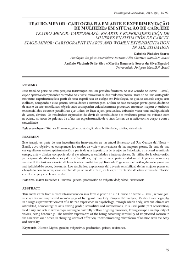 (PDF) Teatro-menor: cartografia em arte e experimentação de mulheres em ...