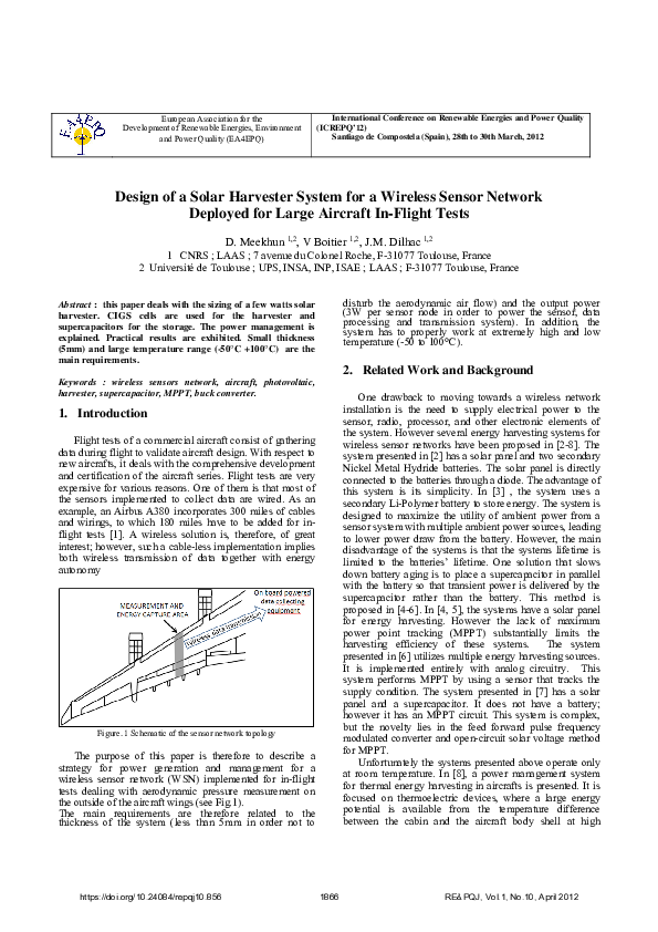 (PDF) Design of a Solar Harvester System for a Wireless Sensor Network ...