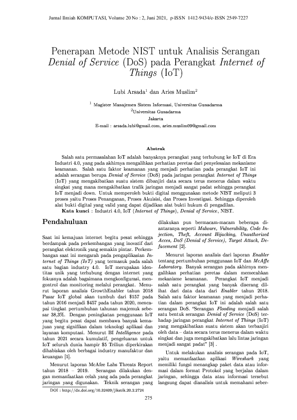(PDF) Penerapan Metode NIST untuk Analisis Serangan Denial of Service ...