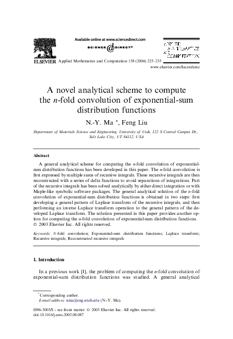 (PDF) A novel analytical scheme to compute the n-fold convolution of ...