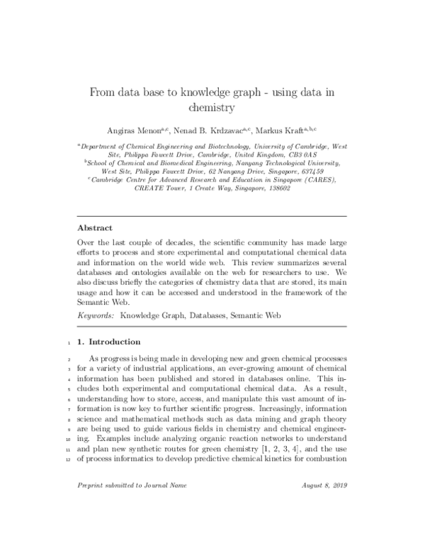 (PDF) From database to knowledge graph — using data in chemistry
