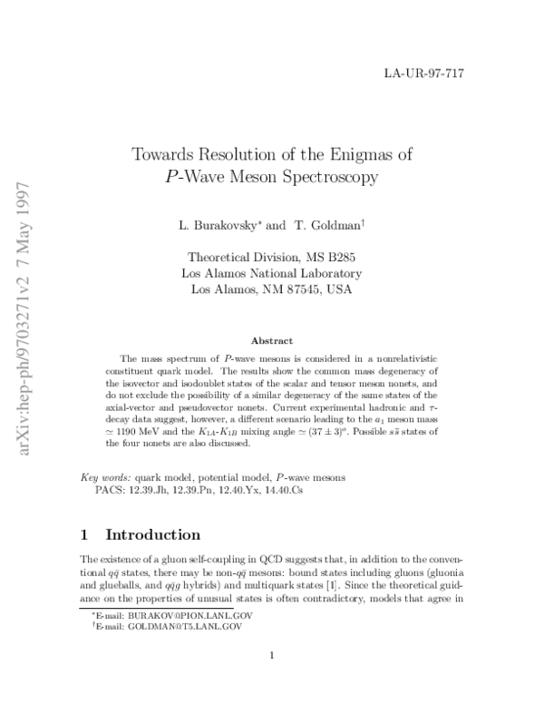 (PDF) Regarding the enigmas ofP-wave meson spectroscopy