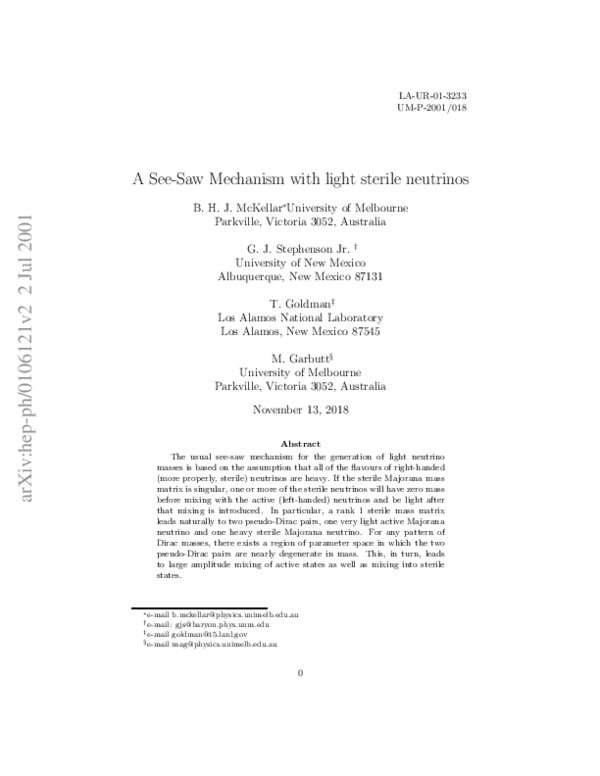 (PDF) A See-Saw Mechanism with light sterile neutrinos