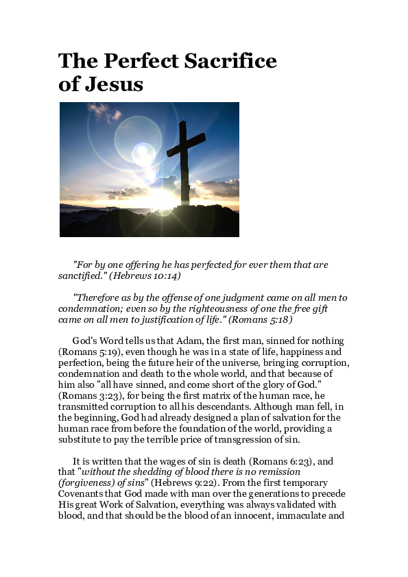 (PDF) The Perfect Sacrifice of Jesus (W. Costa)