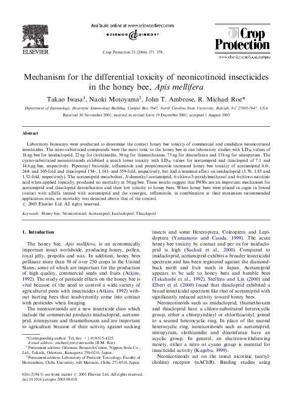 (PDF) Mechanism for the differential toxicity of neonicotinoid ...