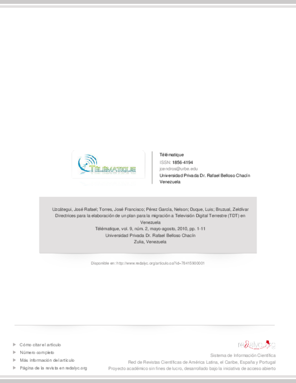 (PDF) Directrices Para La Elaboración De Un Plan Para La Migración a Televisión Digital ...