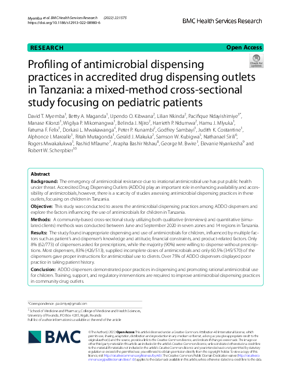 (PDF) Profiling of antimicrobial dispensing practices in accredited ...