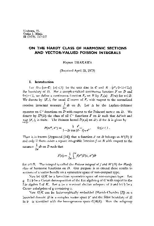 (PDF) On the Hardy class of harmonic sections and vector-valued Poisson integrals