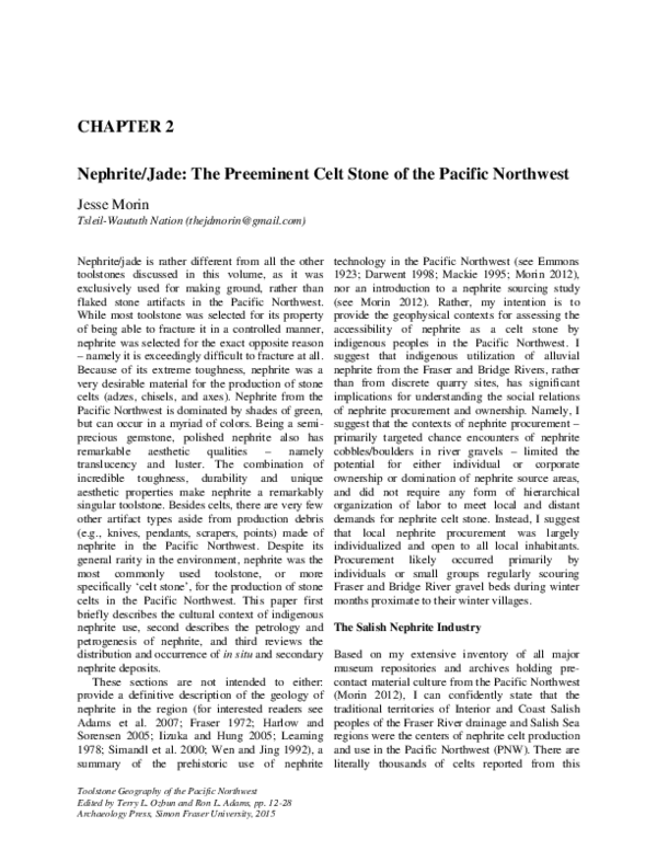 (PDF) Nephrite/Jade: The Preeminent Celt Stone of the Pacific Northwest