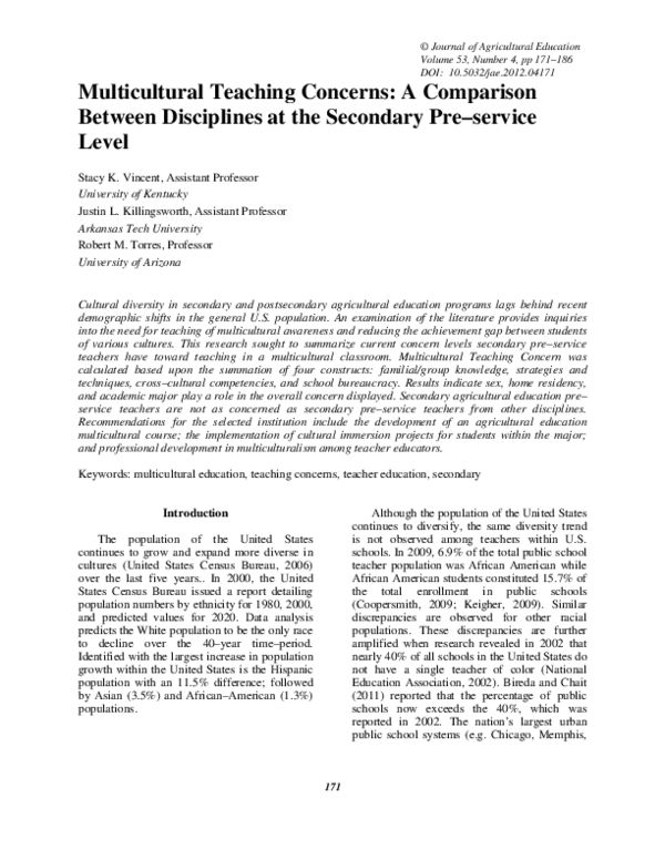 (PDF) Multicultural Teaching Concerns: A Comparison Between Disciplines ...
