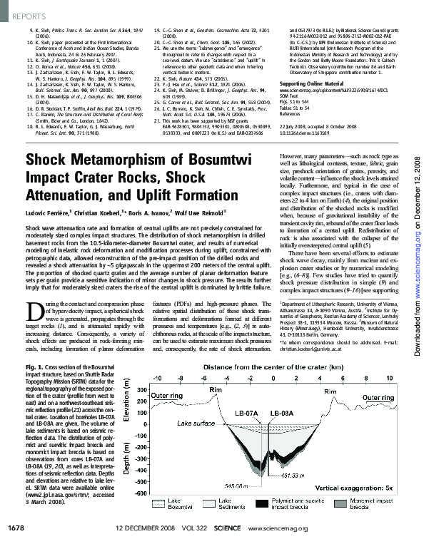 (PDF) Shock Metamorphism of Bosumtwi Impact Crater Rocks, Shock ...