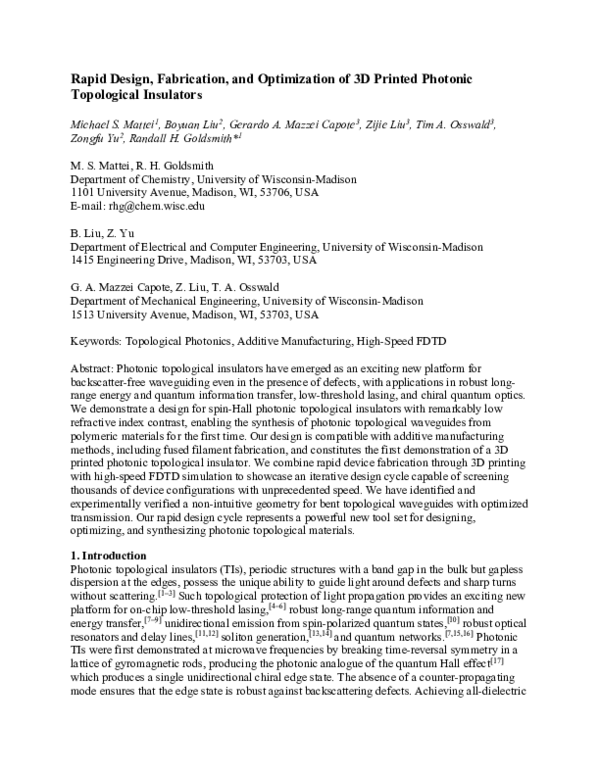 (PDF) Rapid Design, Fabrication, and Optimization of 3D Printed ...