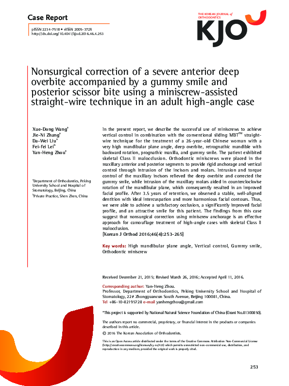 (PDF) Nonsurgical correction of a severe anterior deep overbite ...