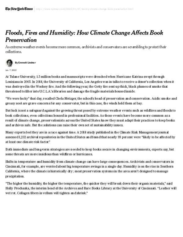 (PDF) Floods, Fires and Humidity: How Climate Change Affects Book ...