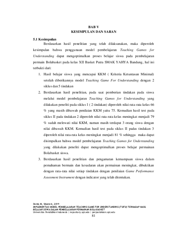 (PDF) Implementasi Model Pembelajaran Teaching Game for Understanding ... (PDF) Implementasi Model Pembelajaran Teaching Game for Understanding ...