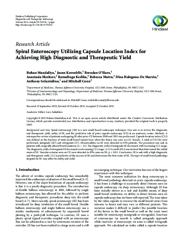 (PDF) Spiral Enteroscopy Utilizing Capsule Location Index for Achieving ...