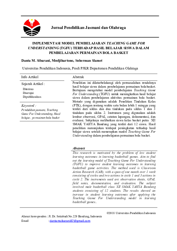 (DOC) Jurnal Pendidikan Jasmani dan Olahraga IMPLEMENTASI MODEL ... (DOC) Jurnal Pendidikan Jasmani dan Olahraga IMPLEMENTASI MODEL ...