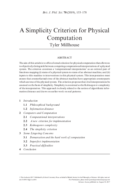 (PDF) A Simplicity Criterion for Physical Computation