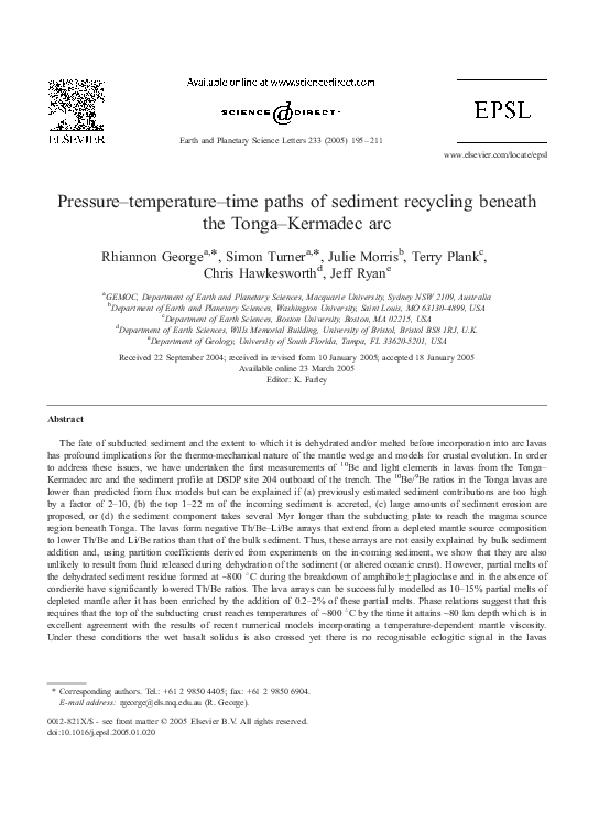 (PDF) Pressure–temperature–time paths of sediment recycling beneath the ...