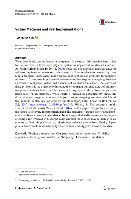 (PDF) Virtual Machines and Real Implementations