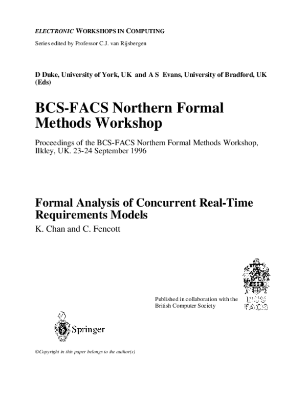 Pdf Formal Analysis Of Concurrent Real Time Requirements Models